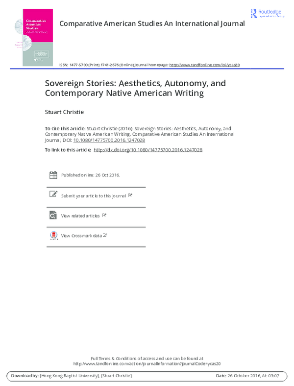 (PDF) Sovereign Stories: Aesthetics, Autonomy, and Contemporary Native ...