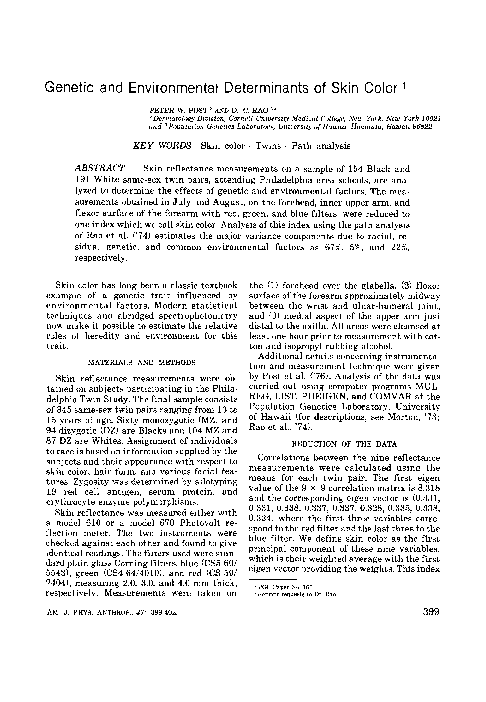 (PDF) Genetic and environmental determinants of skin color