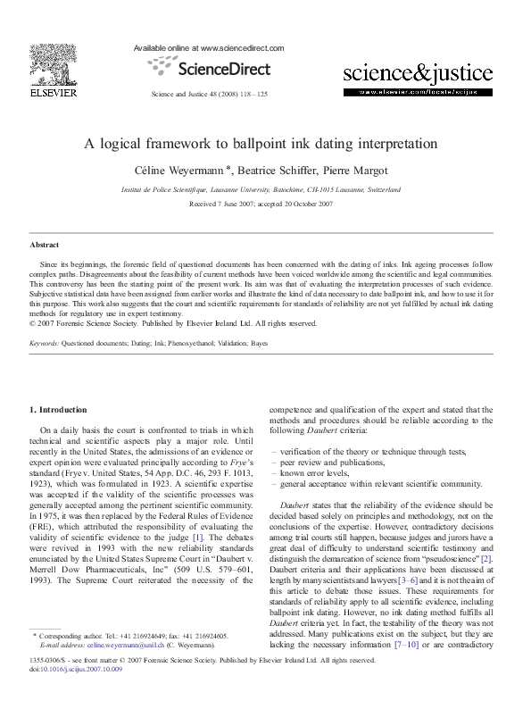 (PDF) A logical framework to ballpoint ink dating interpretation