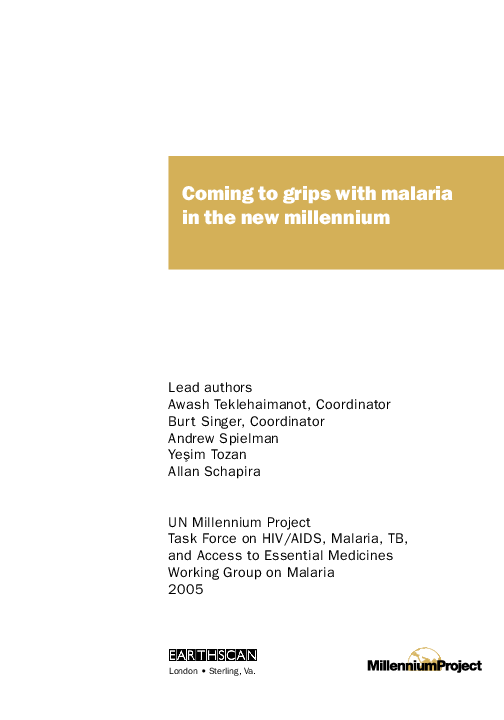 (PDF) Coming to Grips with Malaria in the New Millennium | Yesim Tozan ...