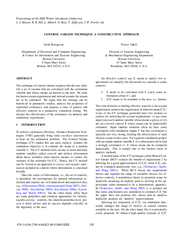 (PDF) Control variate technique: A constructive approach