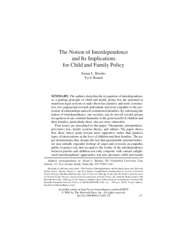 (PDF) The notion of interdependence and its implications for child and ...