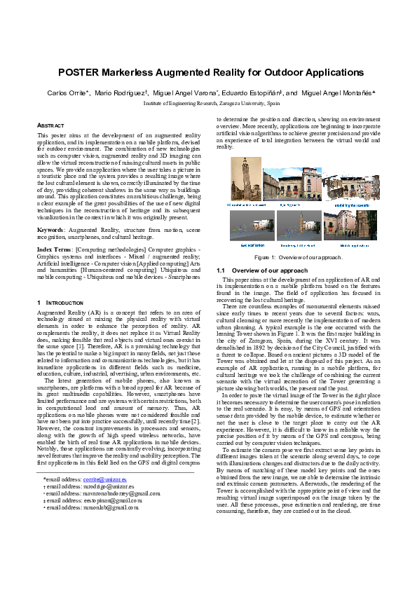 POSTER Markerless Augmented Reality for Outdoor Applications