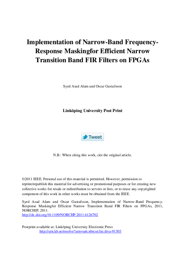 (PDF) Implementation of narrow-band frequency-response masking for ...