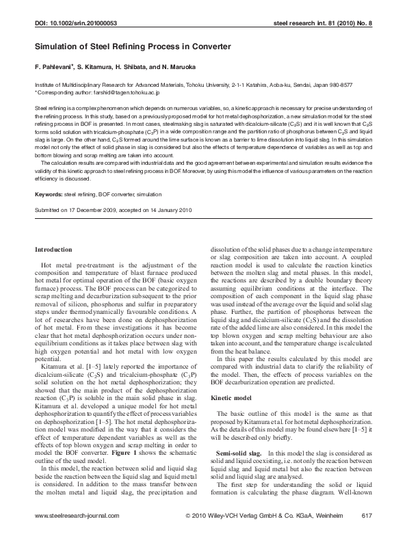(PDF) Simulation of Steel Refining Process in Converter