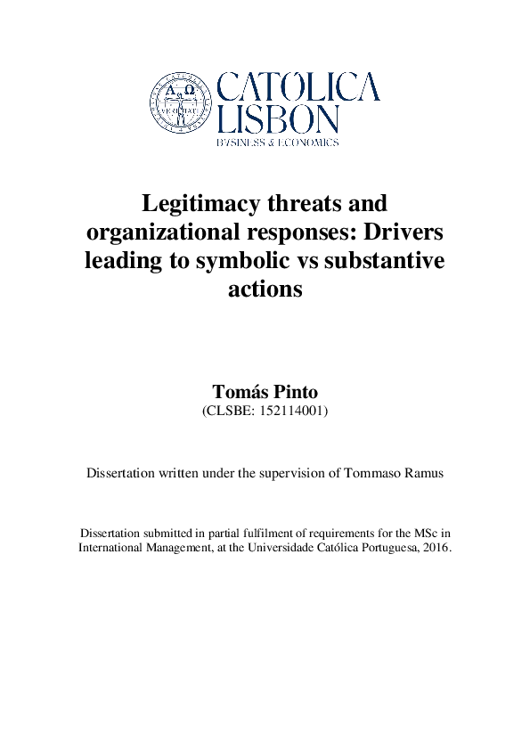 (PDF) Legitimacy threats and organizational responses: Drivers leading ...