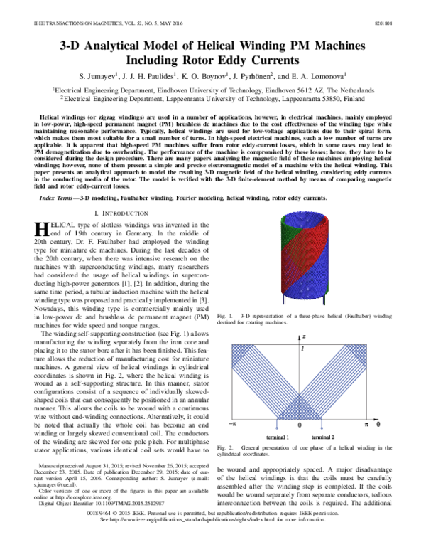 (PDF) 3d analytical model of helical winding PM machines including ...