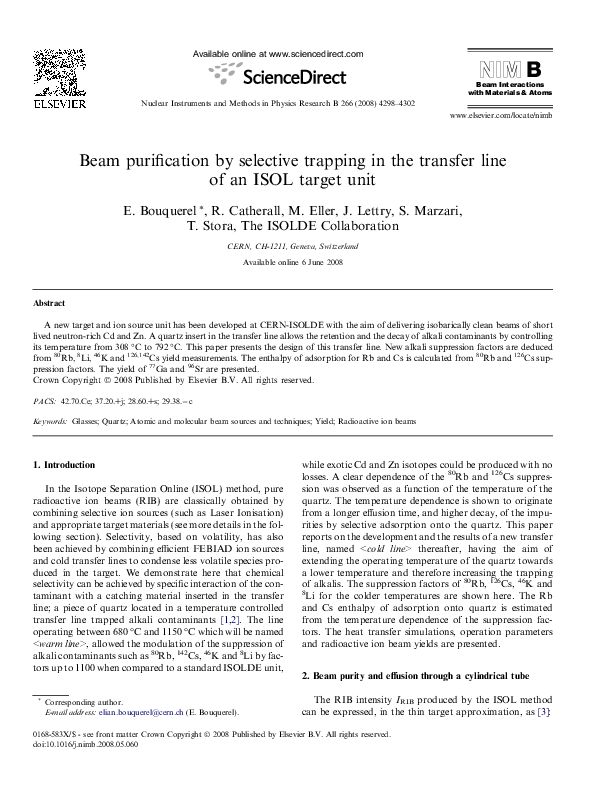 (PDF) Beam purification by selective trapping in the transfer line of ...