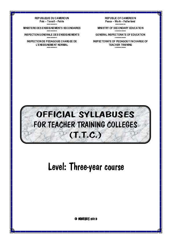 (PDF) Syllabuses TTC THREE YEAR COURSE