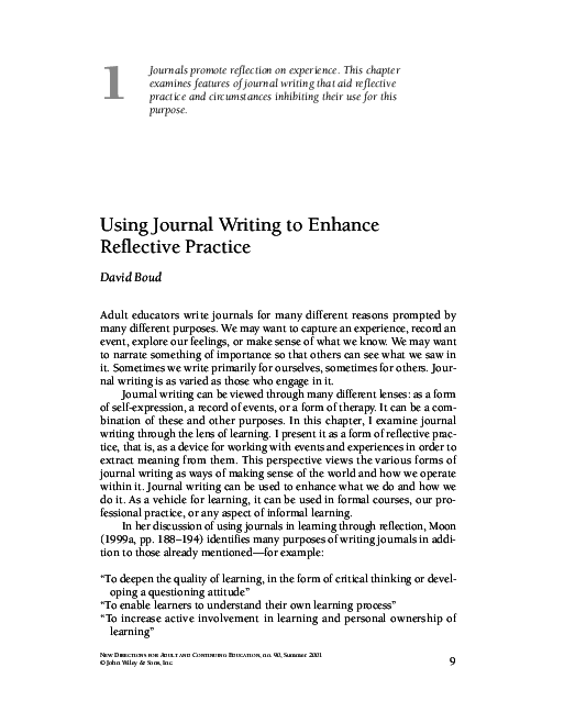 (PDF) Using journal writing to enhance reflective practice