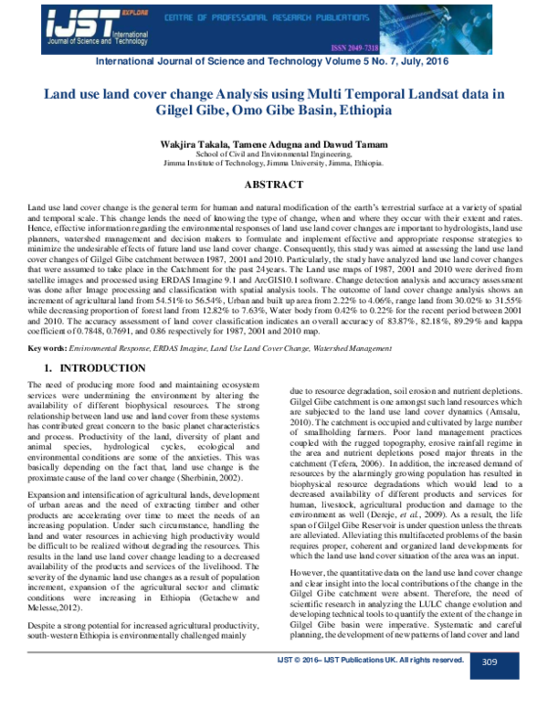 (PDF) Land use land cover change Analysis using Multi Temporal Landsat ...
