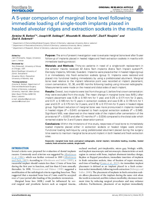 (PDF) A 5-year comparison of marginal bone level following immediate ...