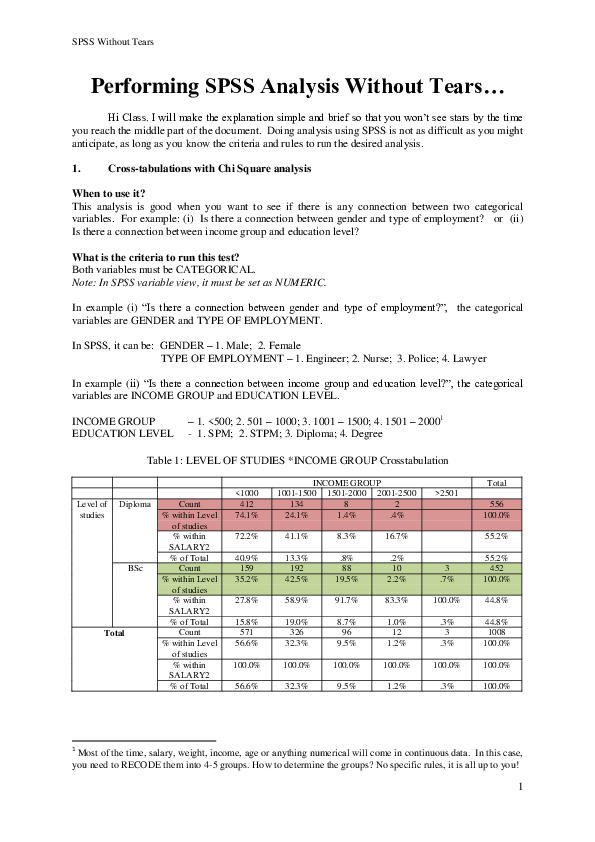 (PDF) Performing SPSS Analysis without Tears