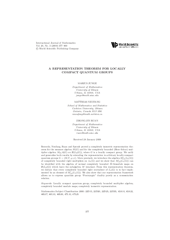 (PDF) A Representation Theorem for Locally Compact Quantum Groups