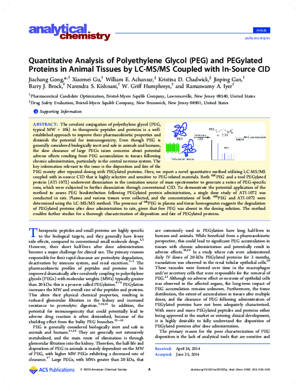 (PDF) Quantitative analysis of polyethylene glycol (PEG) and PEGylated ...