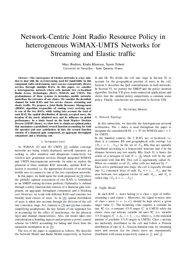 Pdf Network Centric Joint Radio Resource Policy In Heterogeneous