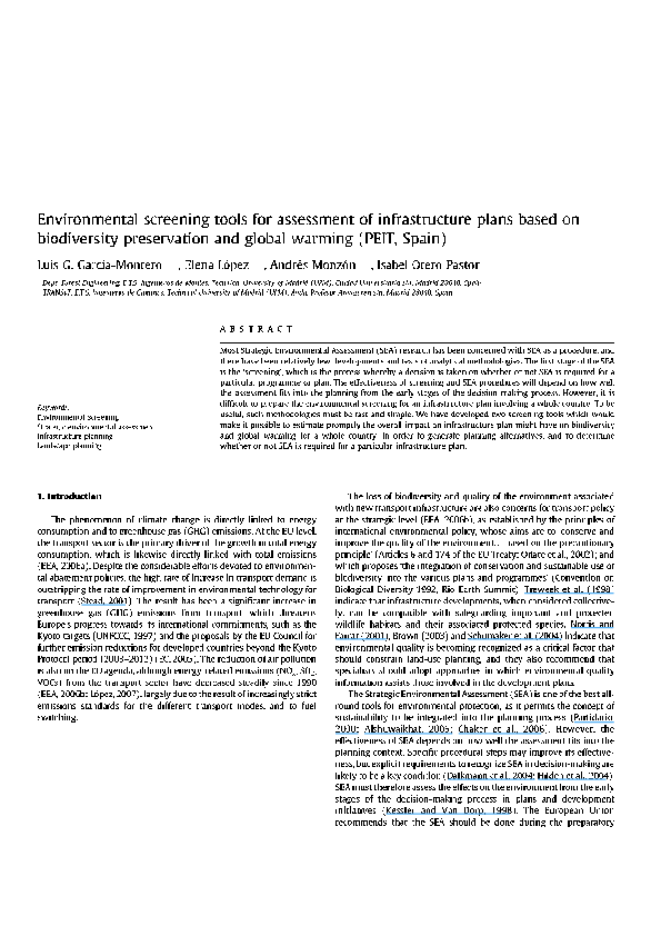 (PDF) Environmental screening tools for assessment of infrastructure ...