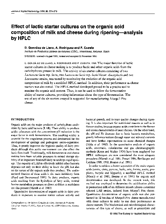 (PDF) Effect of lactic starter cultures on the organic acid composition ...
