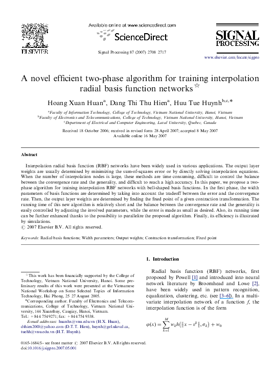 Pdf A Novel Efficient Two Phase Algorithm For Training Interpolation