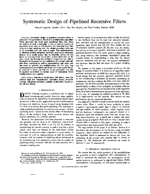 (PDF) Systematic Design of Pipelined Recursive Filters | Tue Huynh Huu - Academia.edu