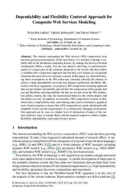 (PDF) Dependability and Flexibility Centered Approach for Composite Web Services Modeling