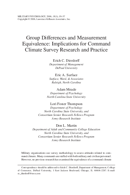 (PDF) Group Differences and Measurement Equivalence: Implications for ...