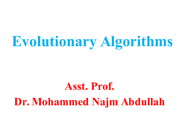 (PPT) Evolutionary Algorithms