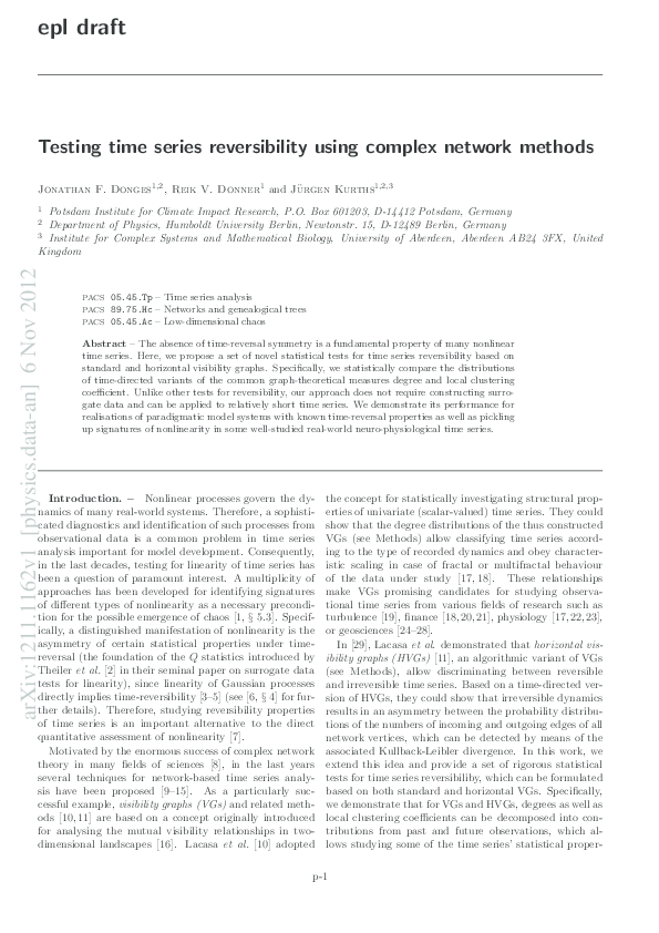 Pdf Testing Time Series Irreversibility Using Complex Network Methods