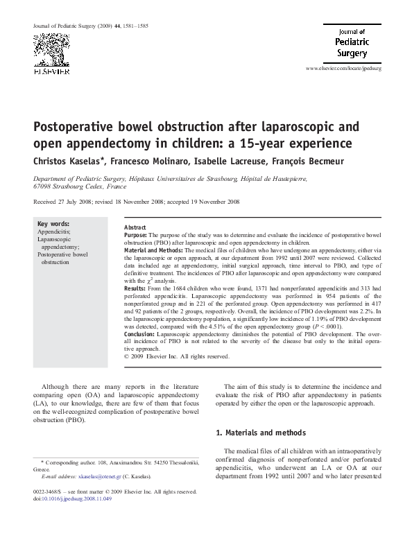 (PDF) Acute small bowel obstruction as a result of an appendicular knot ...