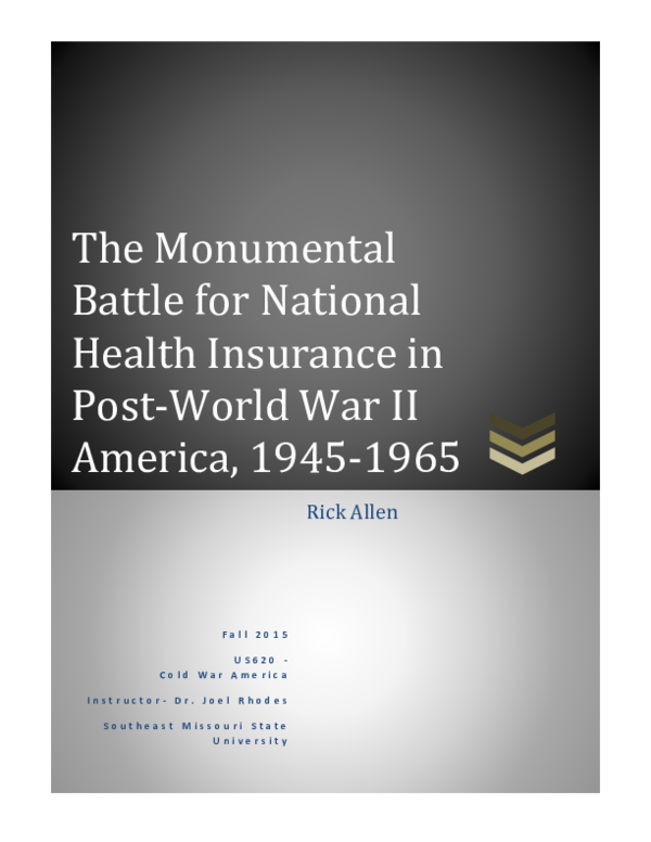 (PDF) The Monumental Battle for National Health Insurance in Post-World ...