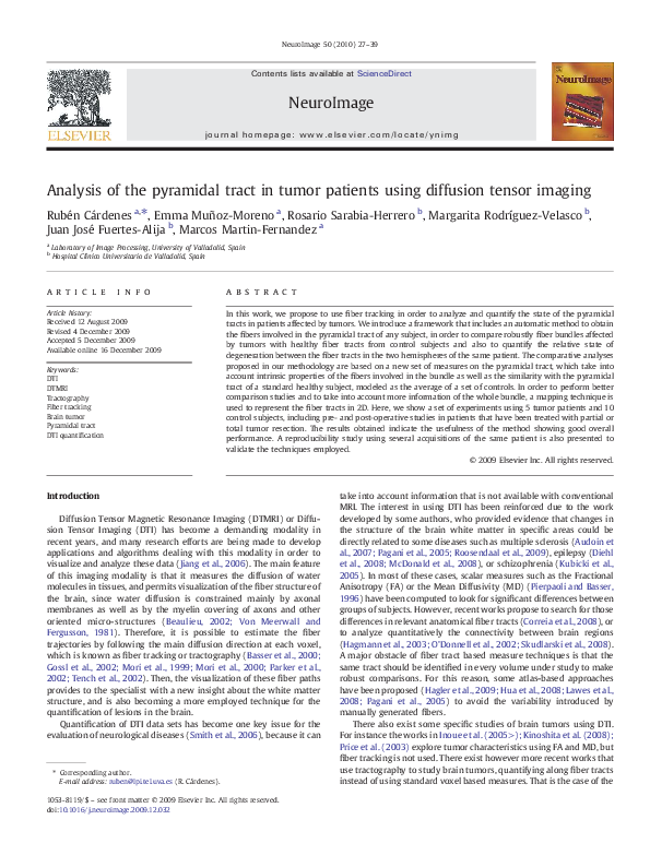 (PDF) Analysis of the pyramidal tract in tumor patients using diffusion tensor imaging