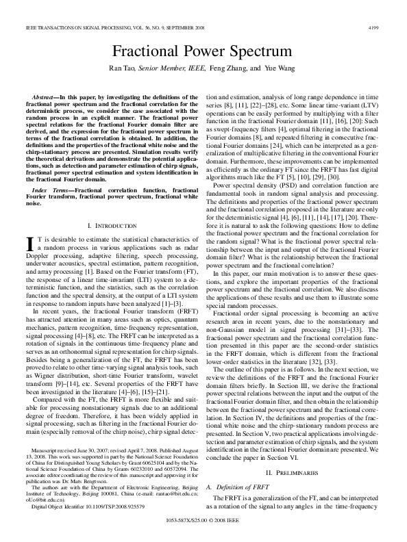 Pdf Fractional Power Spectrum