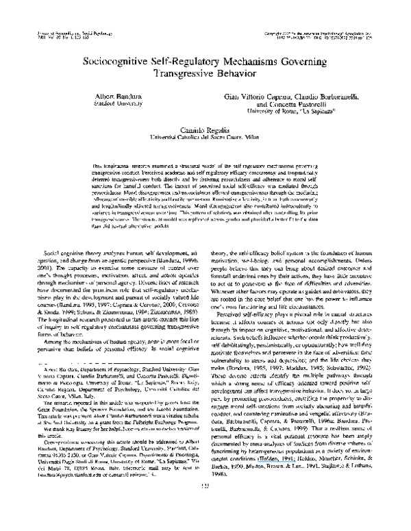 (PDF) Sociocognitive self-regulatory mechanisms governing transgressive ...