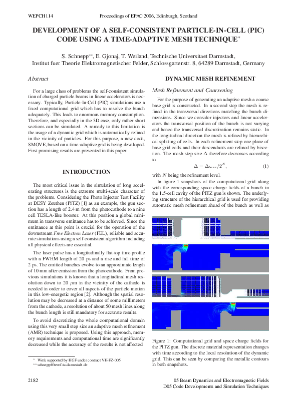 Pdf Development Of A Self Consistent Particle In Cell Pic Code Using A Time Adaptive Mesh