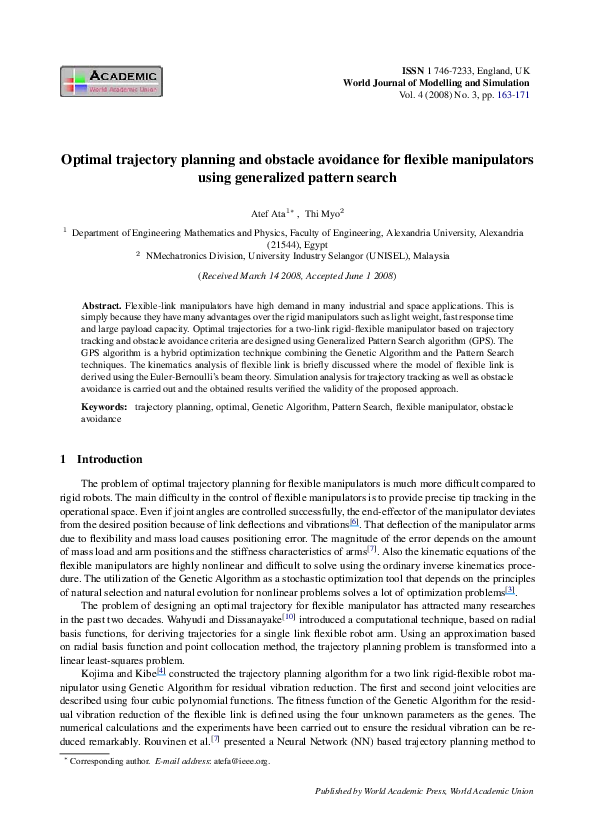 (PDF) Trajectory Planning for Flexible Manipulators