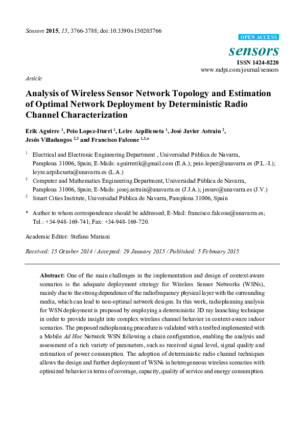 Pdf Analysis Of Wireless Sensor Network Topology And Estimation Of Optimal Network Deployment