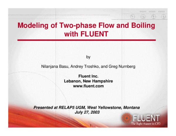 Pdf Modeling Of Two Phase Flow And Boiling With Fluent