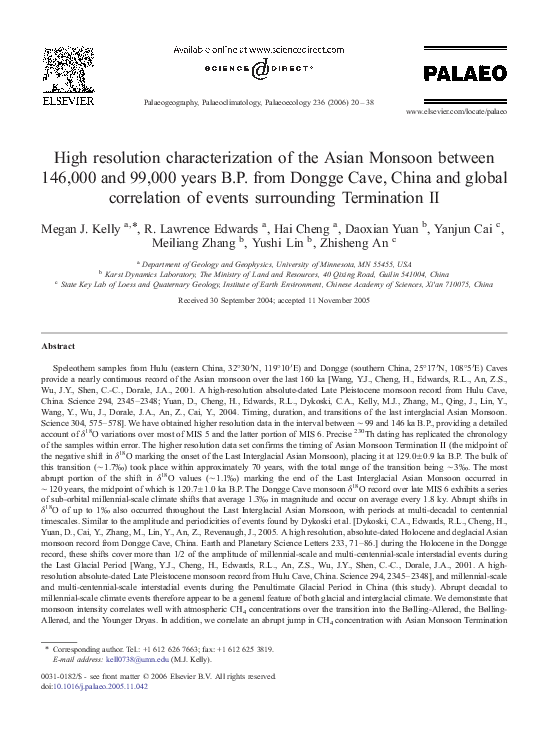 (PDF) High resolution characterization of the Asian Monsoon between ...