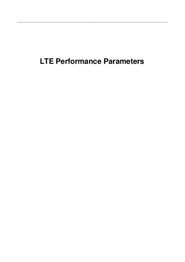 (PDF) LTE Performance Parameters