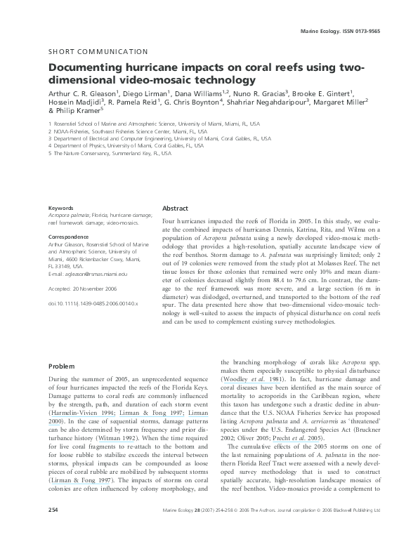 (PDF) Documenting hurricane impacts on coral reefs using two ...