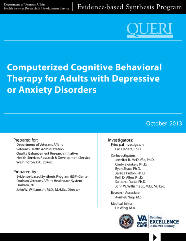 (PDF) Computerized Cognitive Behavioral Therapy for Adults with ...