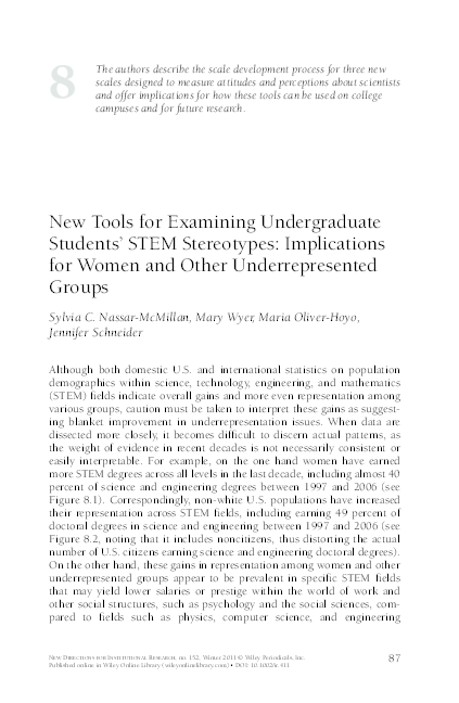 (PDF) New tools for examining undergraduate students' STEM stereotypes ...