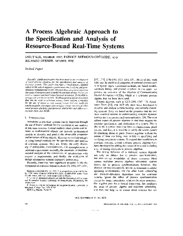 Pdf A Process Algebraic Approach To The Specification And Analysis Of Resource Bound Real Time
