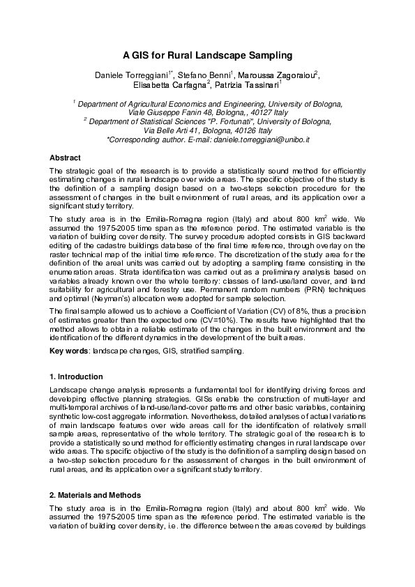 (PDF) A GIS for Rural Landscape Sampling