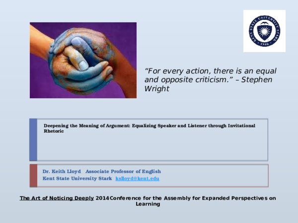 (PPT) “Deepening the Meaning of Argument: Equalizing Speaker and ...