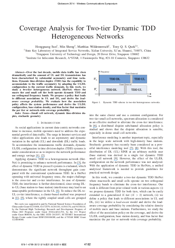 (PDF) Coverage analysis for two-tier dynamic TDD heterogeneous networks