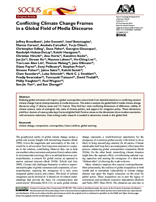 (PDF) Conflicting Climate Change Frames in a Global Field of Media ...