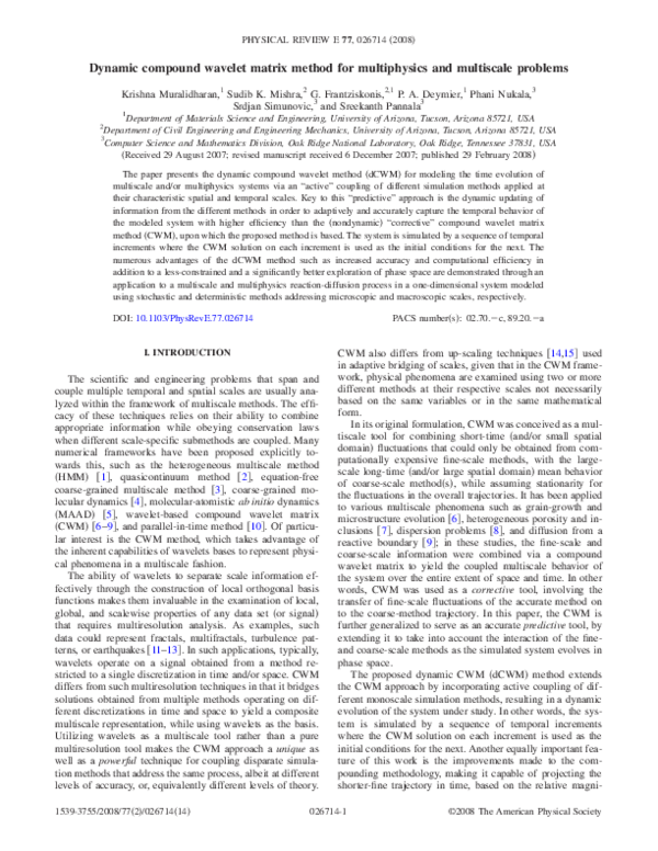 (PDF) Dynamic compound wavelet matrix method for multiphysics and multiscale problems