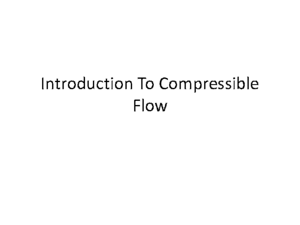 (PDF) Introduction To Compressible Flow