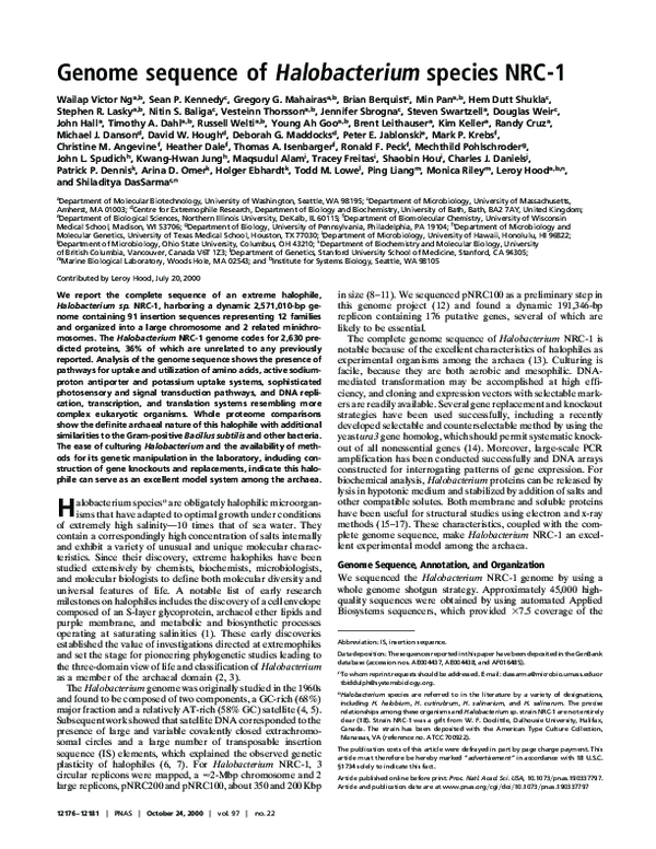 (PDF) Genome sequence of Halobacterium species NRC-1